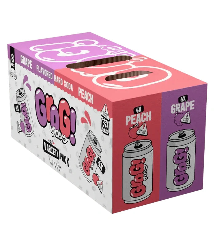 Grog! Flavored Hard Soda Grape & Peach Variety Pack 8-Pack – The Barrel Tap