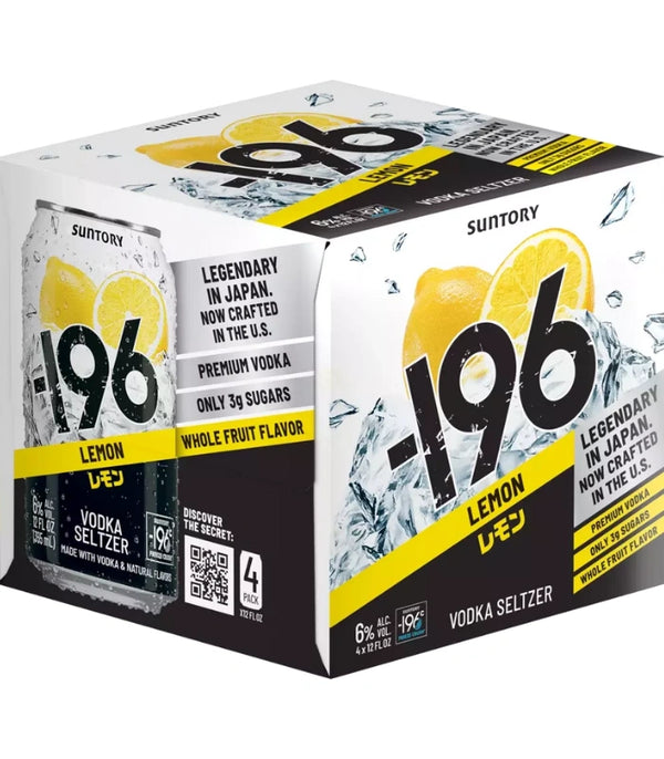 Suntory -196 Lemon Vodka Seltzer 4-Pack | The Barrel Tap